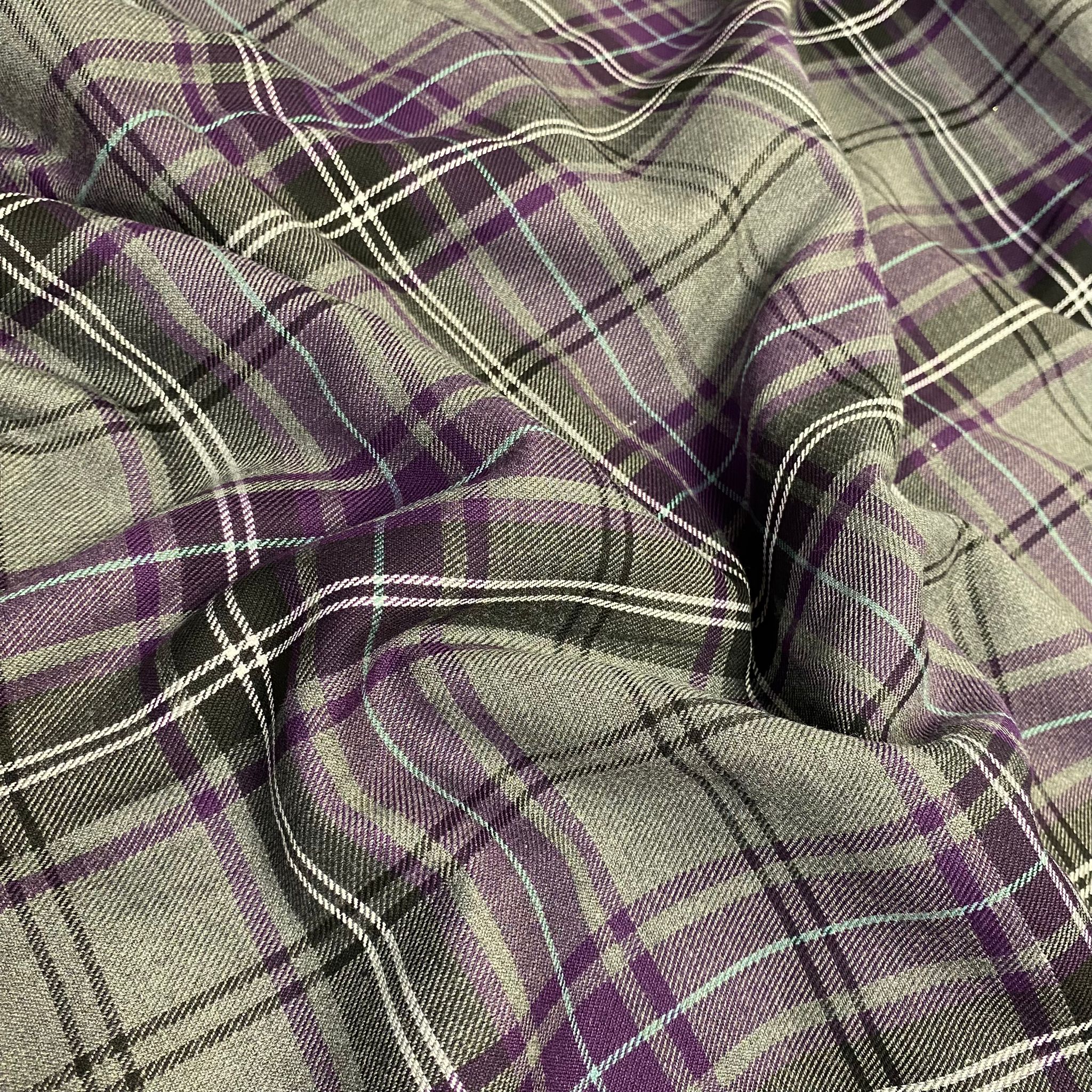 3 Metres, Printed Poly Viscose Tartan, ' PURPLE' - 55" Wide – Dream Fabrics