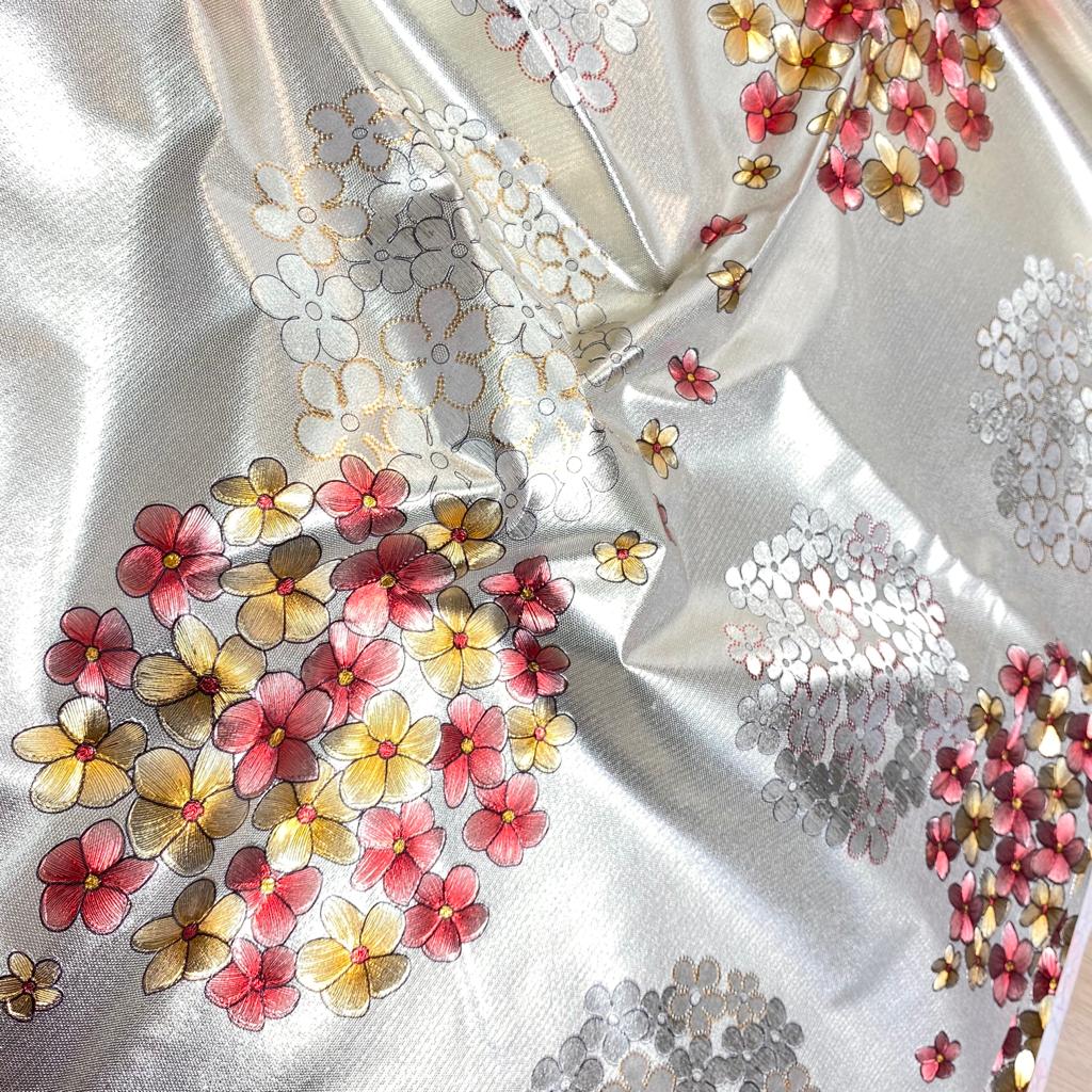 3 Metres, Soft Metallic PVC Fabric( Non-Toxic Food Grade), 'Flowers ...