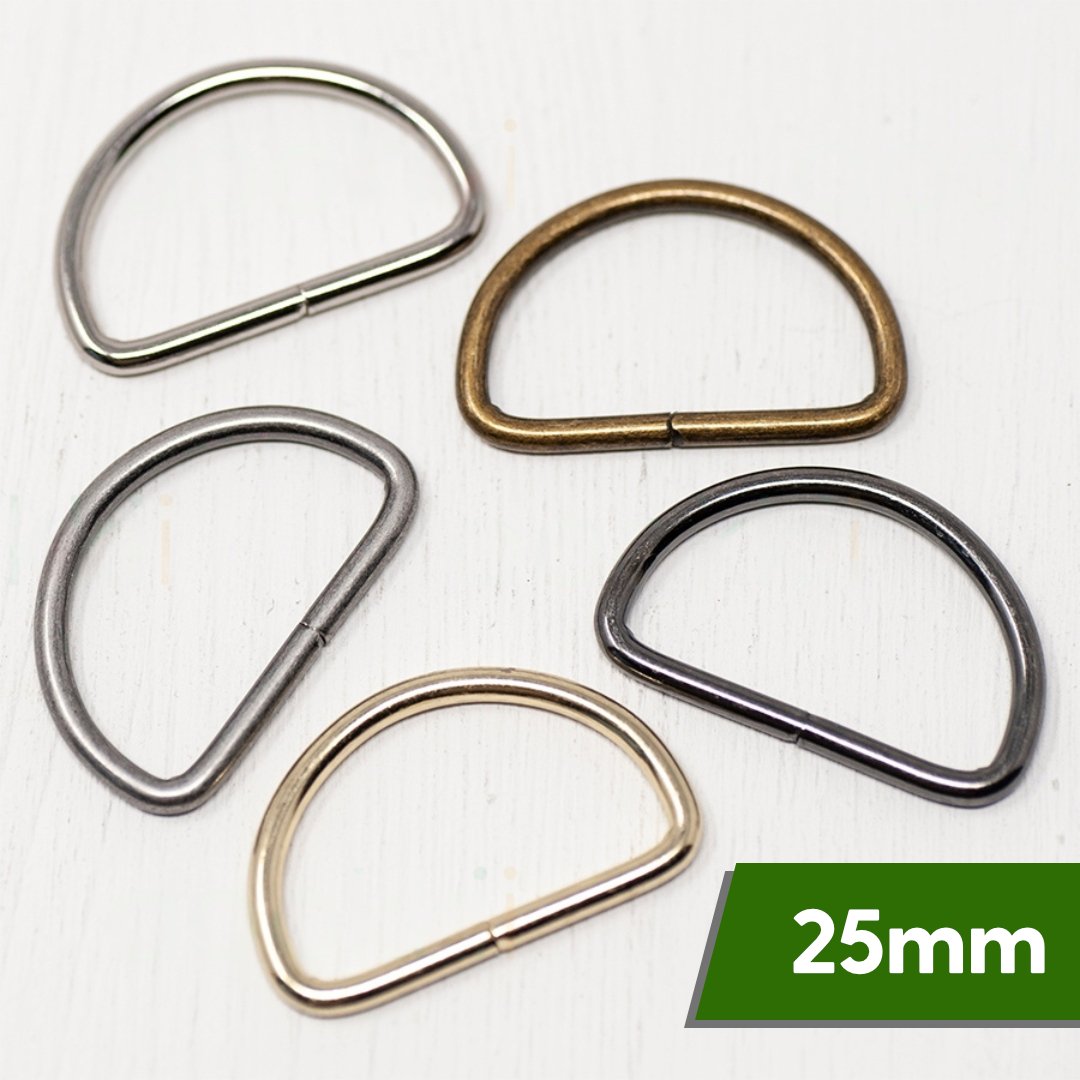25mm Metal D-Rings For Bags- 4 Colours- Pack Of 2 – Dream Fabrics